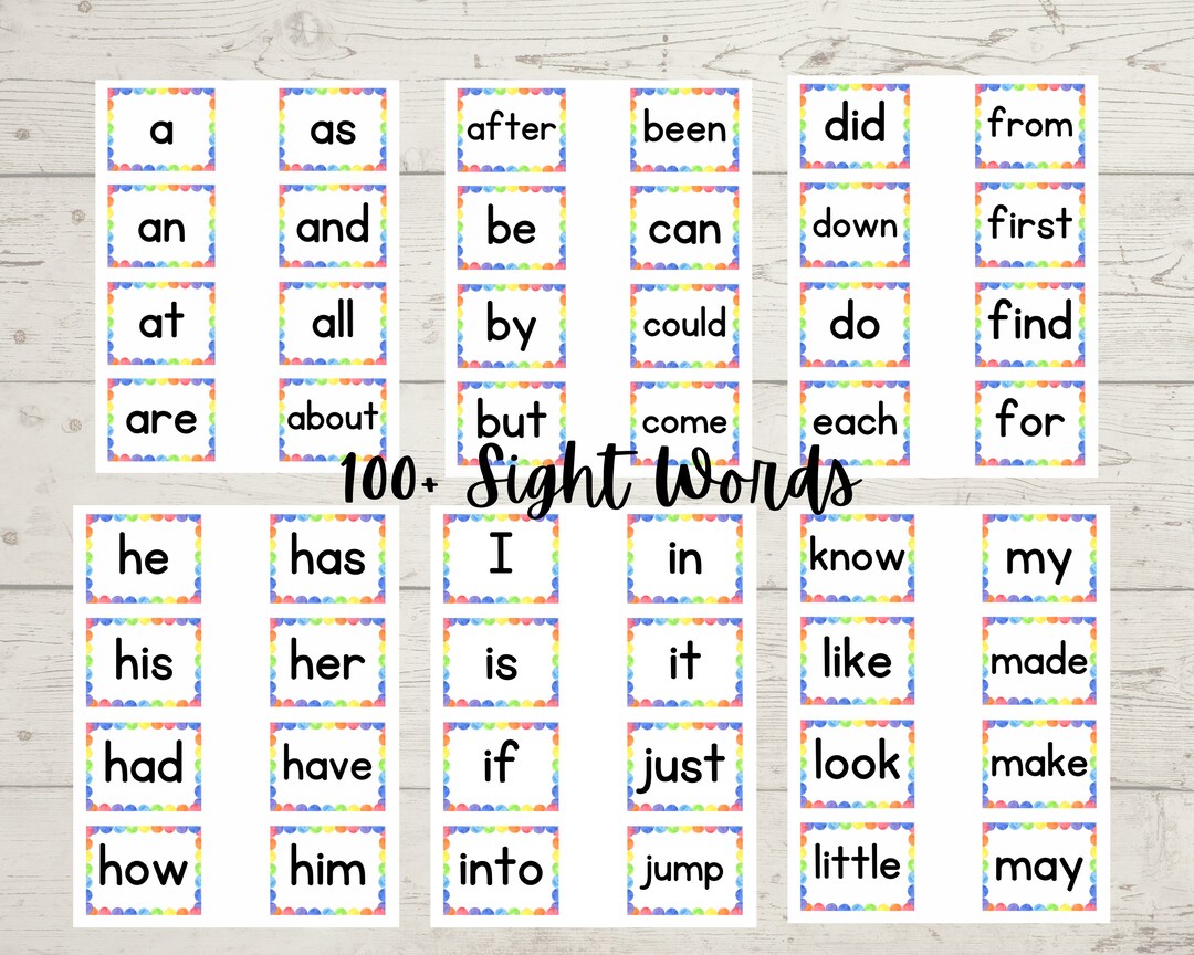 Sight Words Flashcard Bundle-100+ Sight Words - Etsy