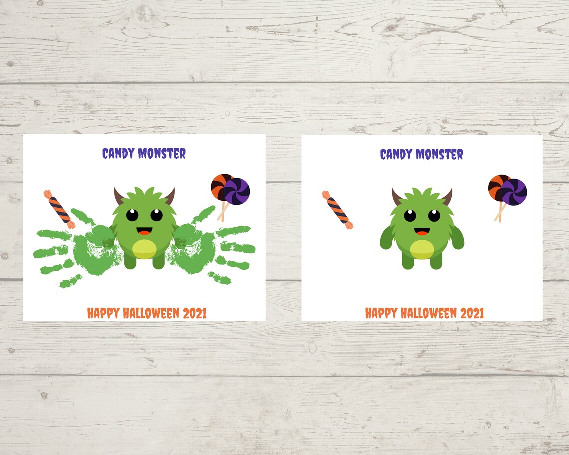 Halloween Handprint Art Printable Bundle - Etsy