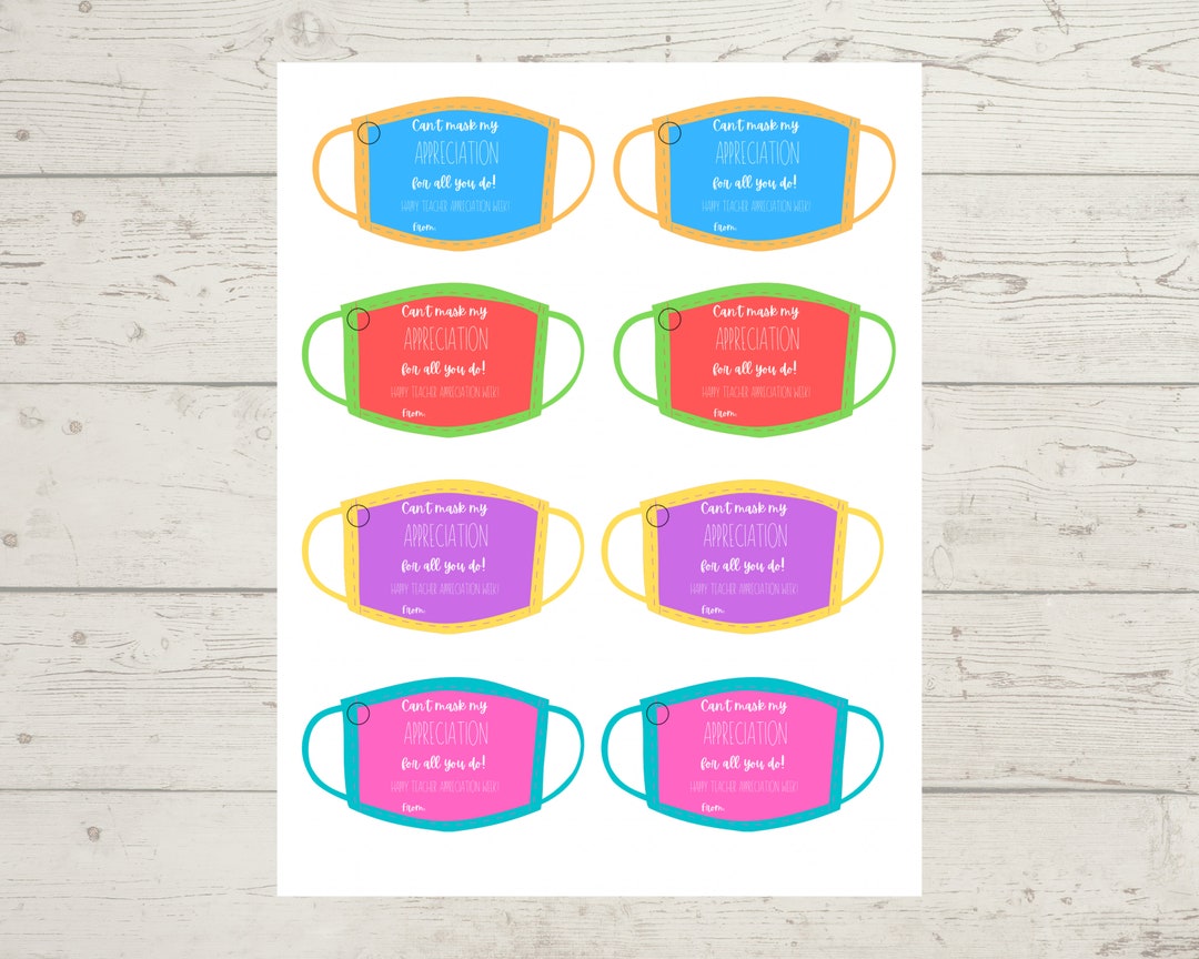 Teacher Appreciation Mask Gift Tags - Etsy