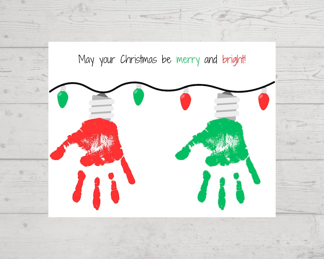 Merry and Bright Christmas Lights Handprint Art for Kids - Etsy