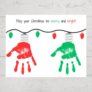 Merry and Bright Christmas Lights Handprint Art for Kids - Etsy