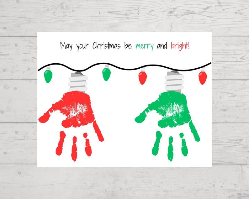 Merry and Bright Christmas Lights Handprint Art for Kids - Etsy