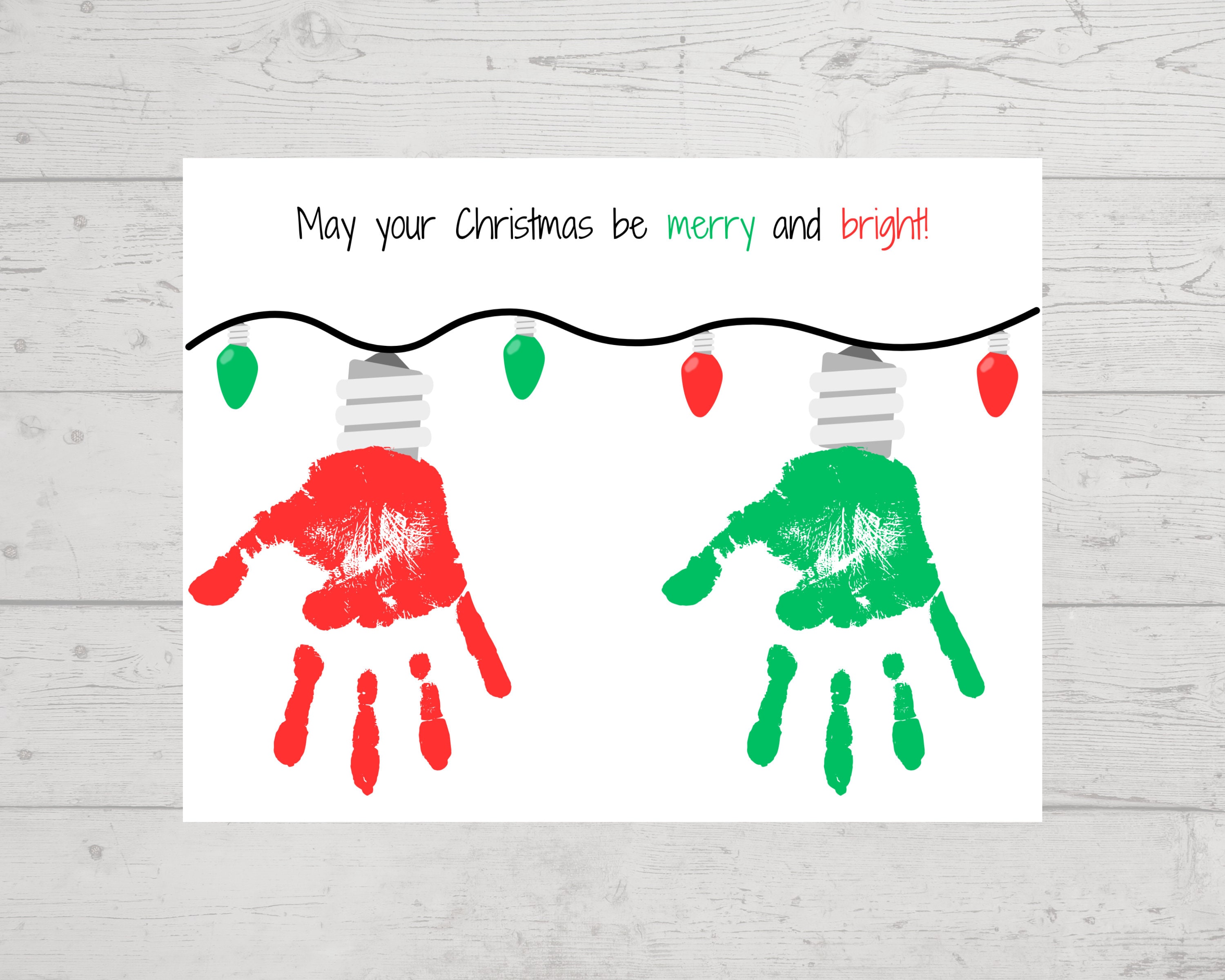 Merry and Bright Christmas Lights Handprint Art for Kids - Etsy