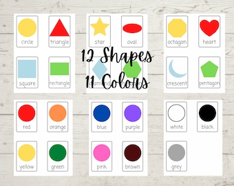 Shape and Color Cards - Etsy