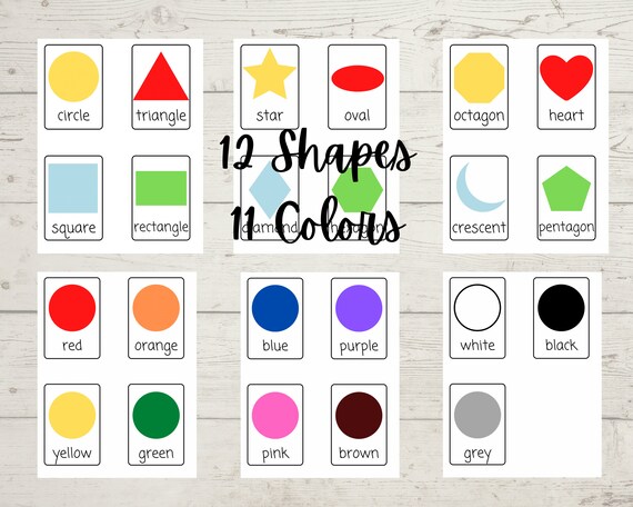 Shape and Color Flash Cards | Etsy