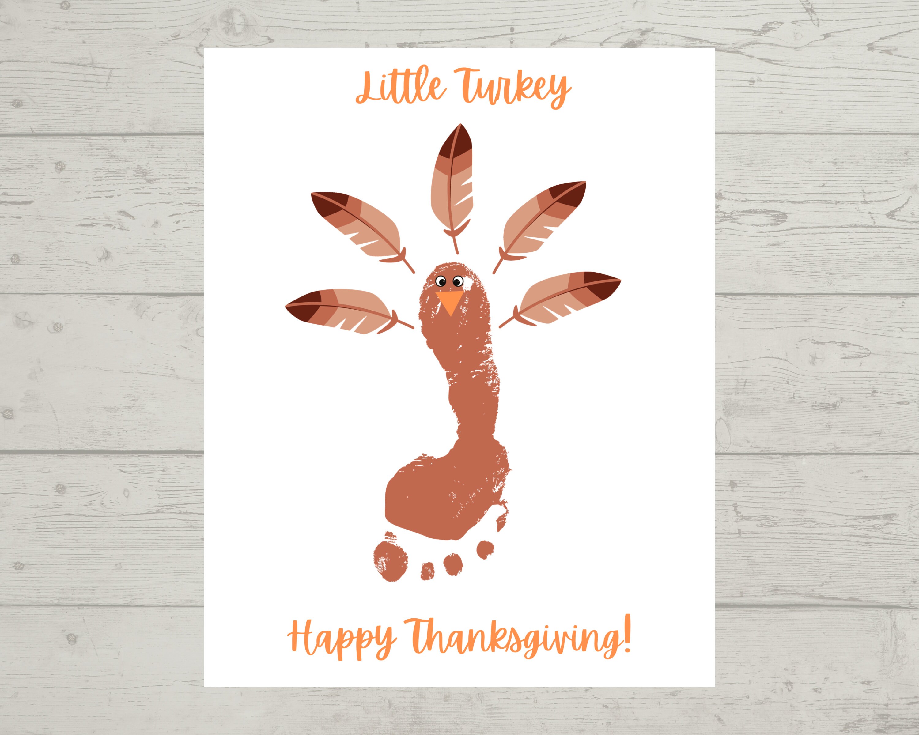 Thanksgiving Footprint Art Printable/little Turkey Footprint Art - Etsy