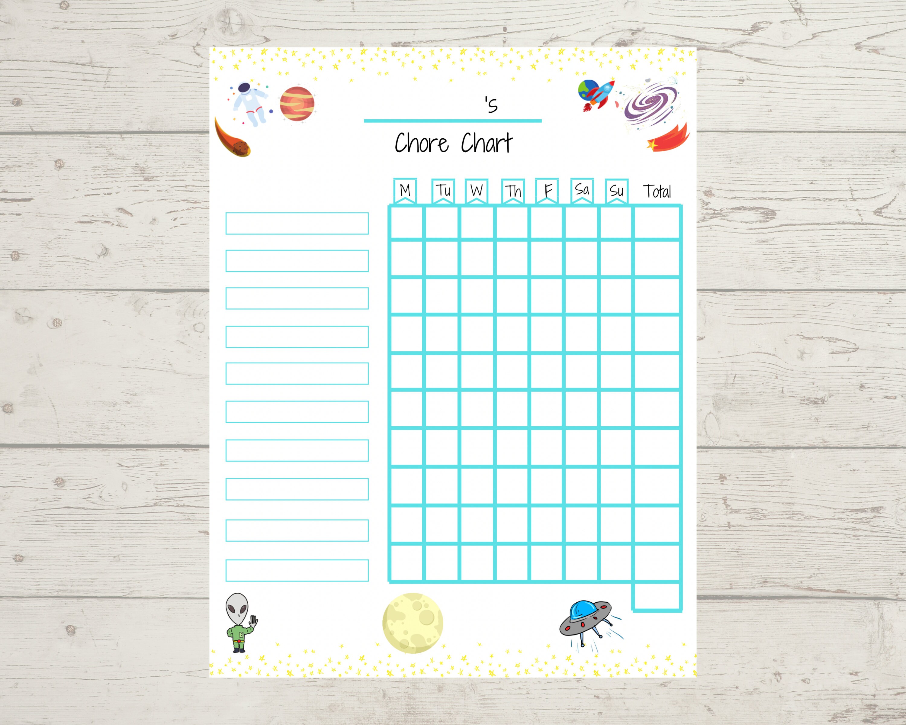 Space Themed Chore Reward Chart - Etsy