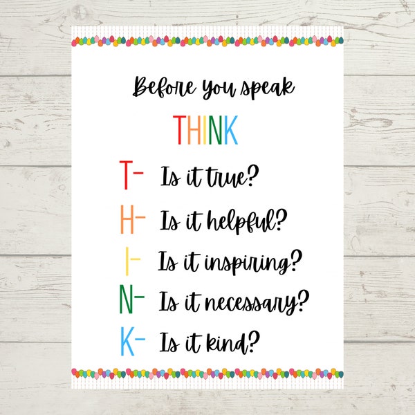 Think Before You Speak - Etsy