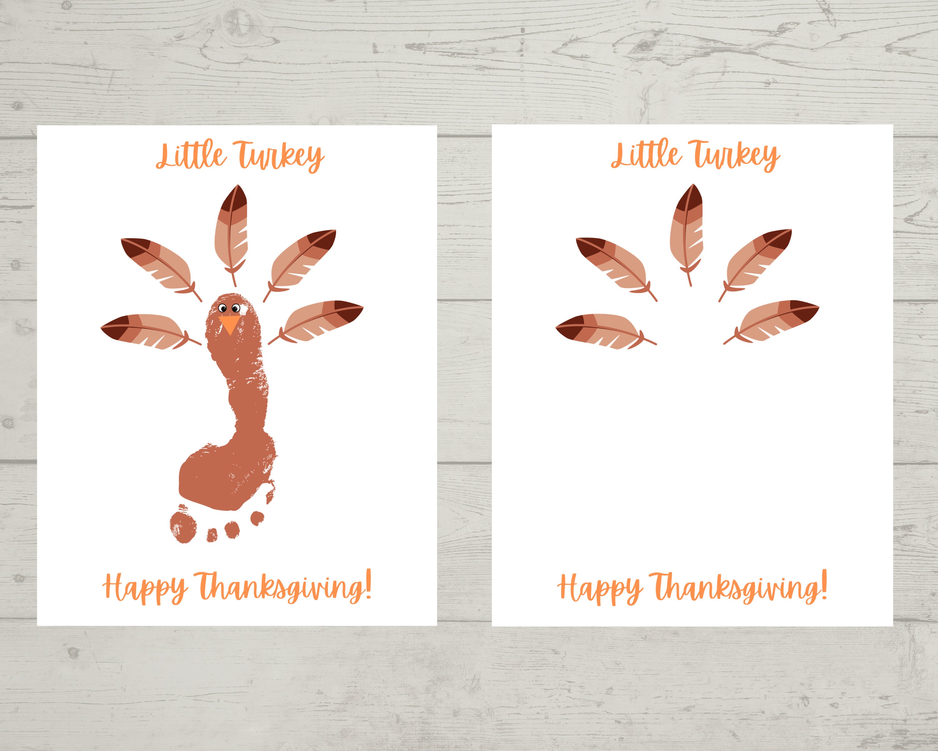 Thanksgiving Footprint Art Printable/little Turkey Footprint Art - Etsy