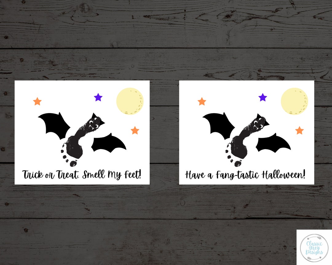 Bat Footprint Halloween Printable/trick or Treat Smell My Feet/have a ...