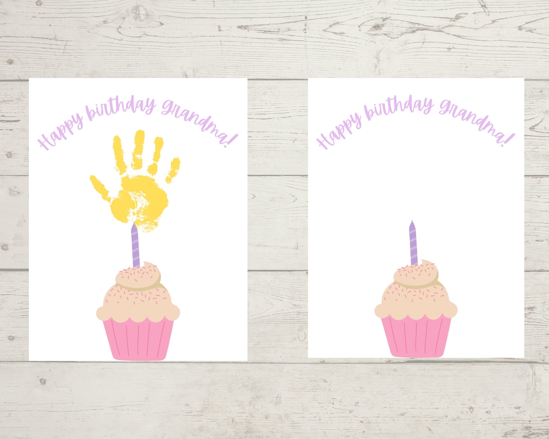 Grandma Birthday Handprint Art-cupcake/grandma Birthday Gift - Etsy