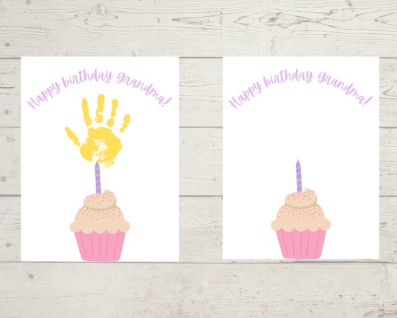 Grandma Birthday Handprint Art-cupcake/grandma Birthday Gift - Etsy
