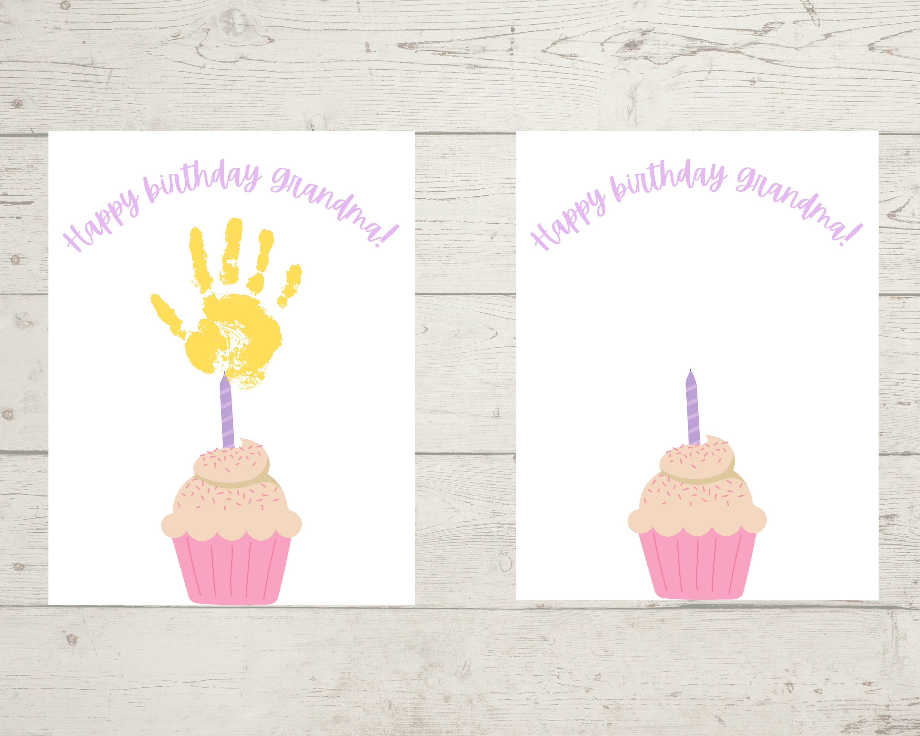 Grandma Birthday Handprint Art-cupcake/grandma Birthday Gift - Etsy