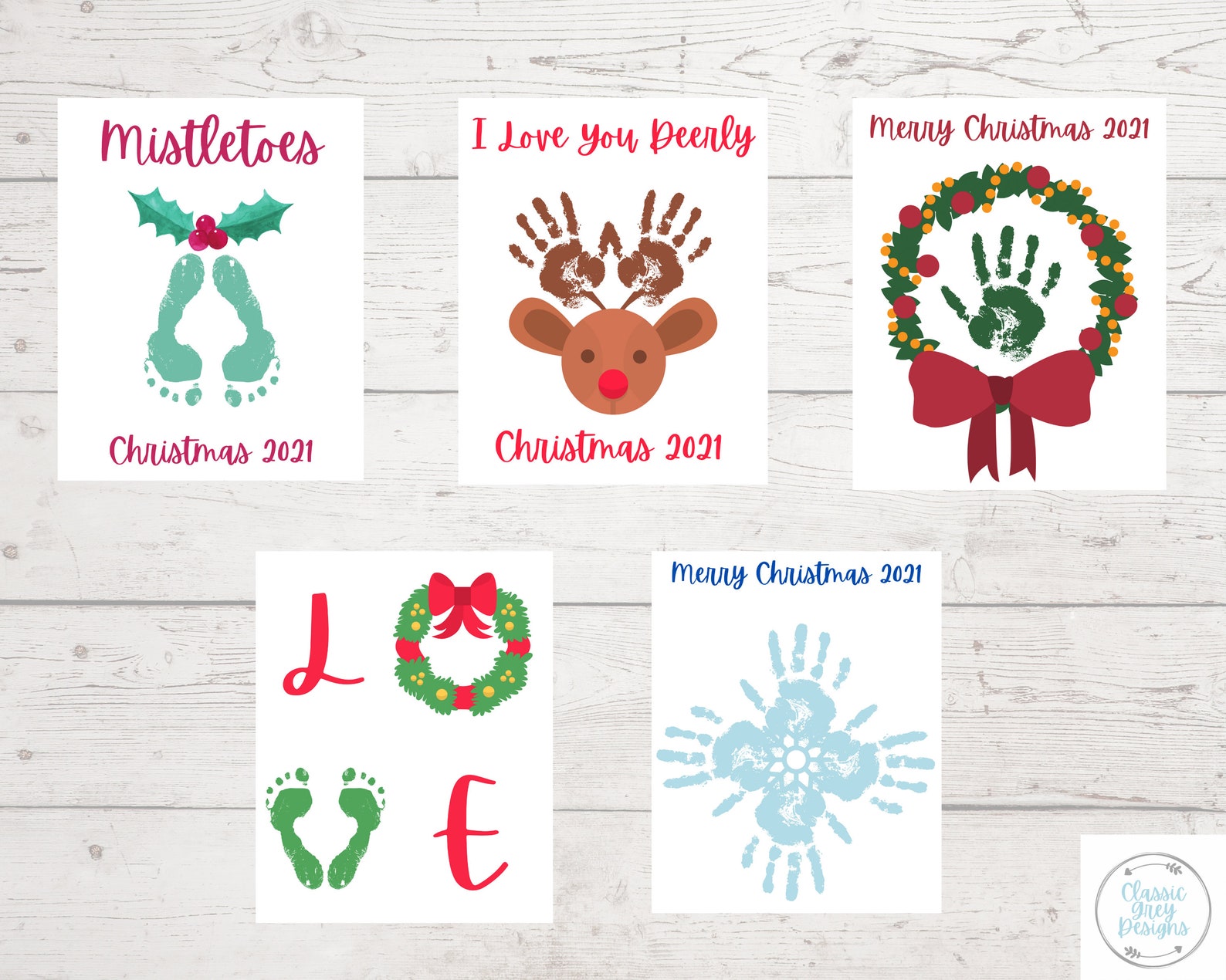 Christmas Handprint & Footprint Art Printable Bundle/christmas | Etsy