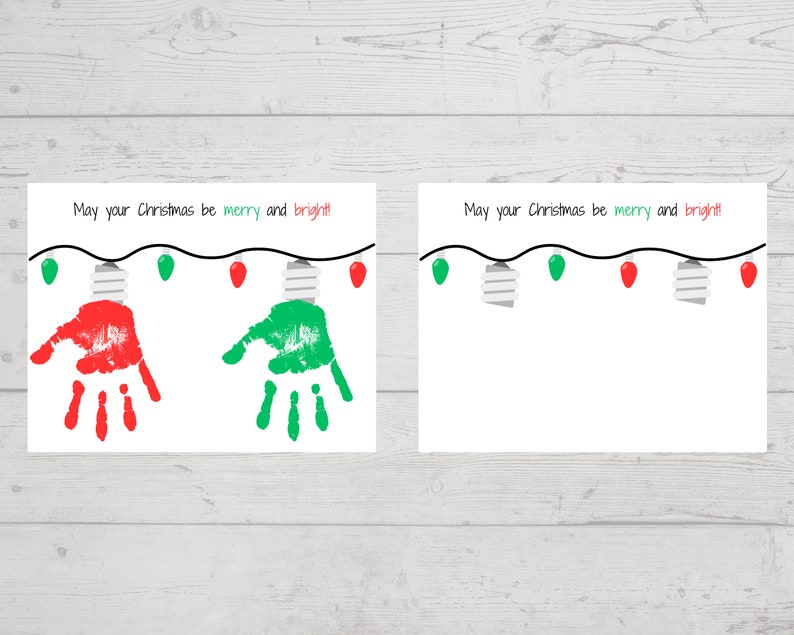 Merry and Bright Christmas Lights Handprint Art for Kids - Etsy