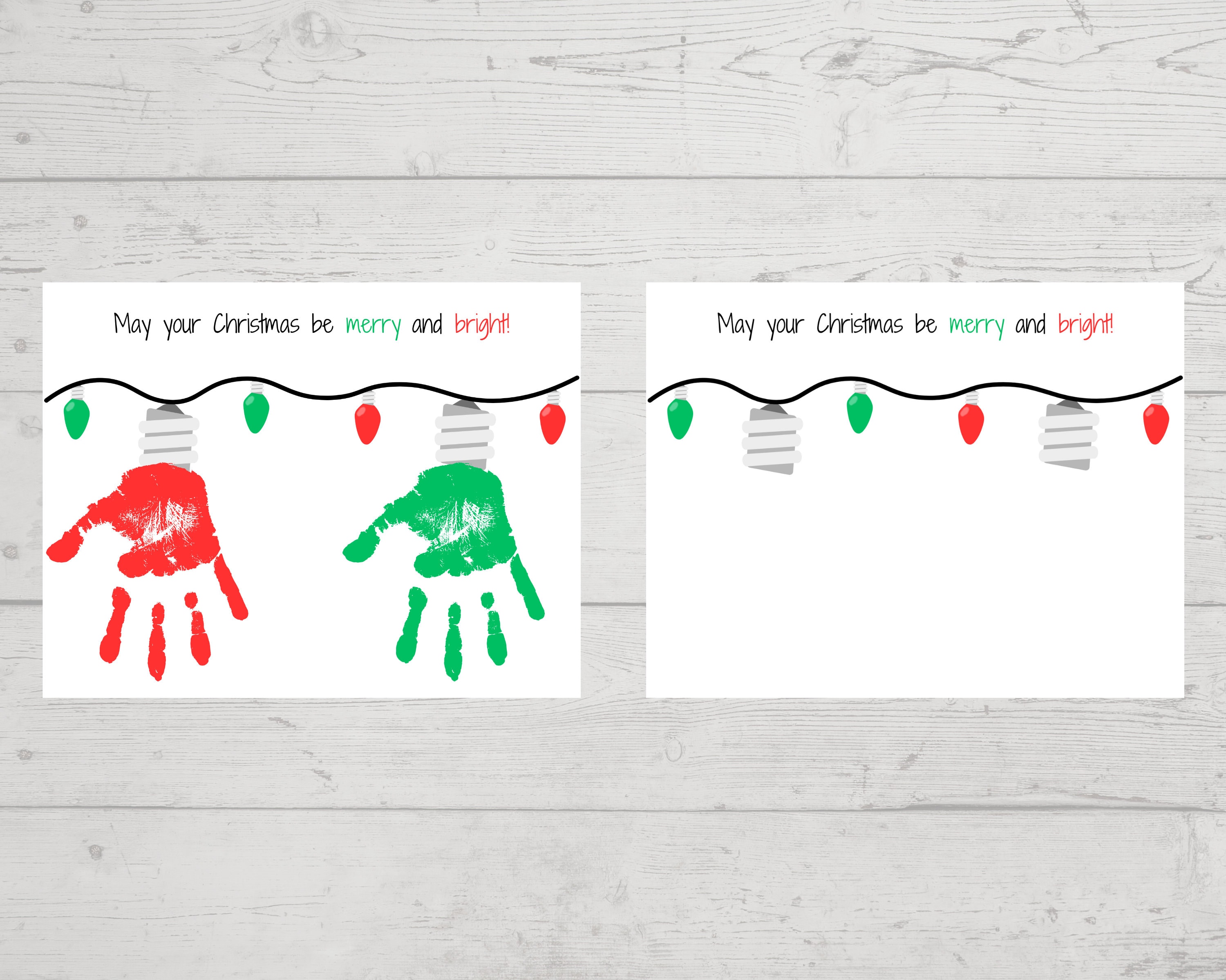 Merry and Bright Christmas Lights Handprint Art for Kids - Etsy