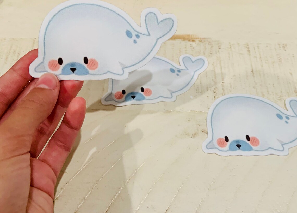 Cute Kawaii Baby Seal Sticker Durable Vinyl Sticker Choose - Etsy