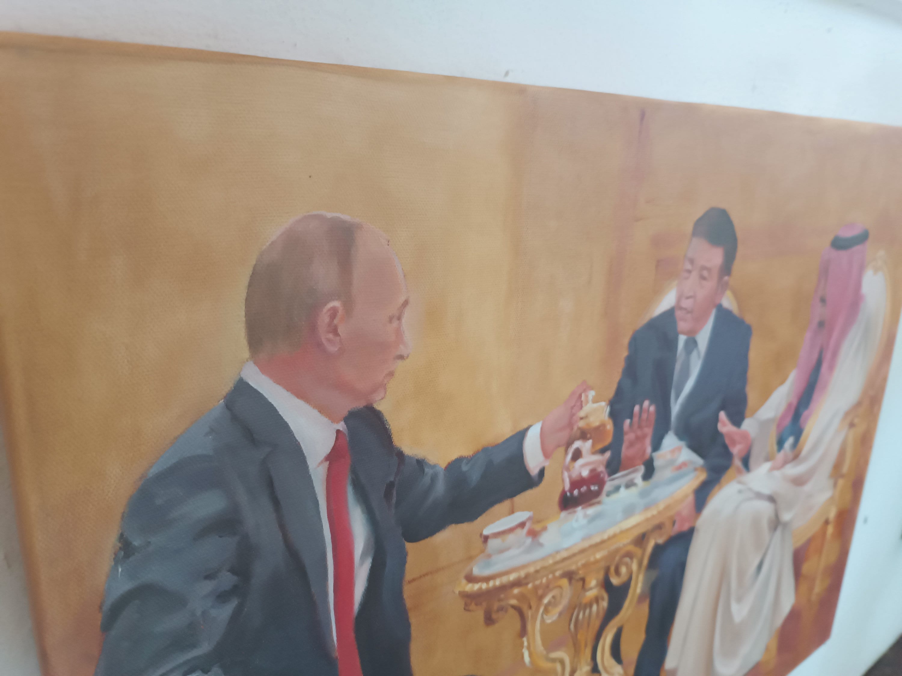 PUTIN Painting Oil on Canvas Portrait King Salman Saudi Arabia King ...