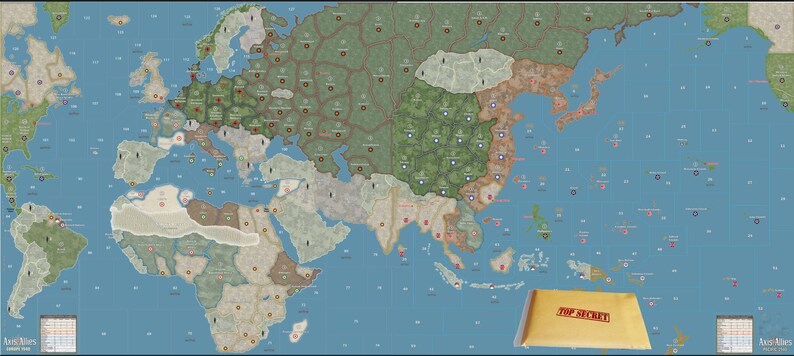 Mat Axis & Allies 48 X 96 1940 Giant Full Global Map 100% WATERPROOF - Etsy