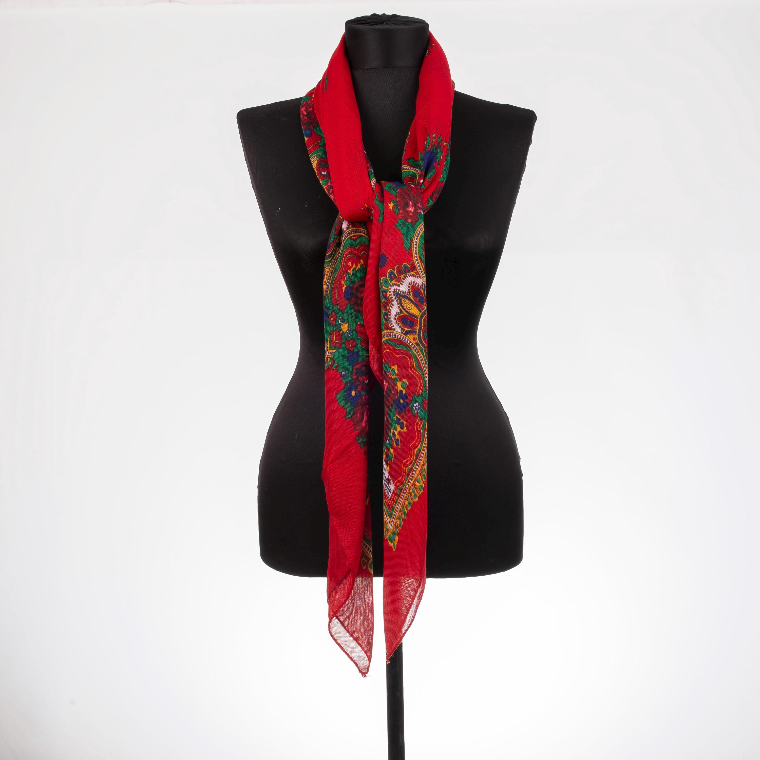 Red Kurdish Scarf: Floral Ethnic Headscarf, Lightweight Shawl - Etsy