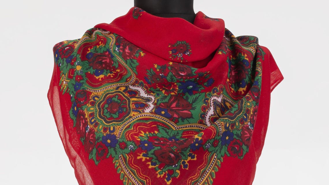 Red Kurdish Scarf: Floral Ethnic Headscarf, Lightweight Shawl - Etsy