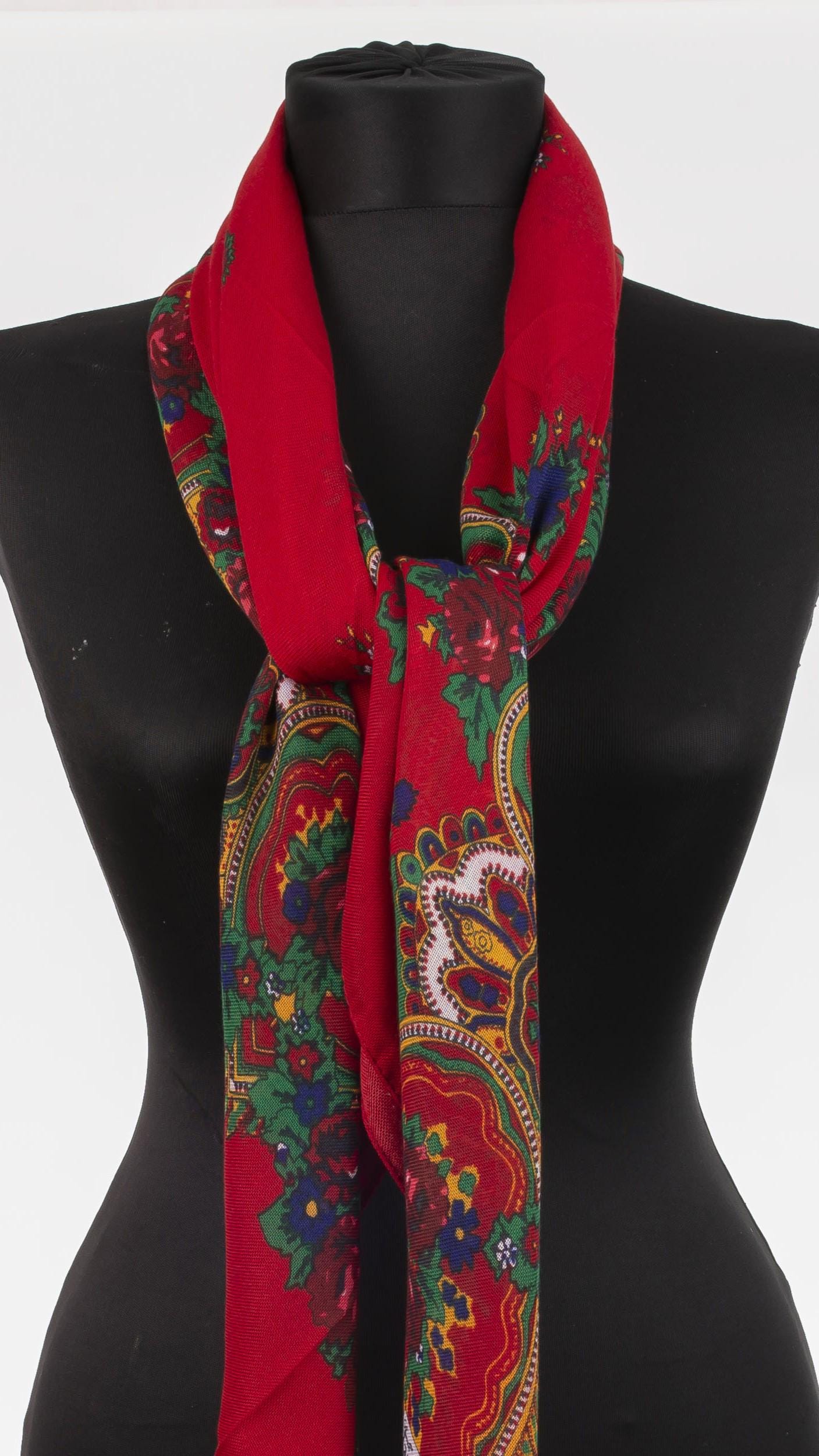 Red Kurdish Scarf: Floral Ethnic Headscarf, Lightweight Shawl - Etsy