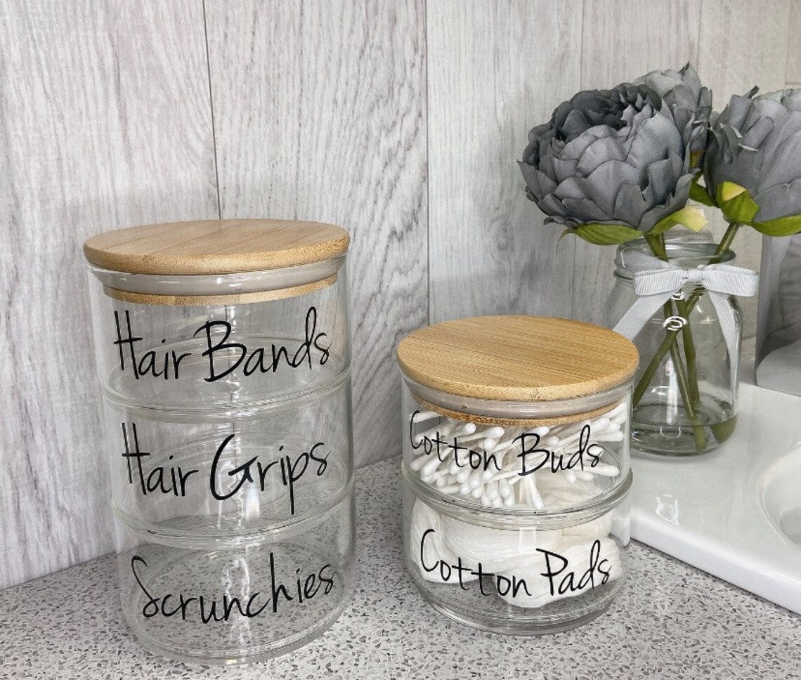 Personalised 2 and 3 Tier Jars With Bamboo Lid - Etsy UK