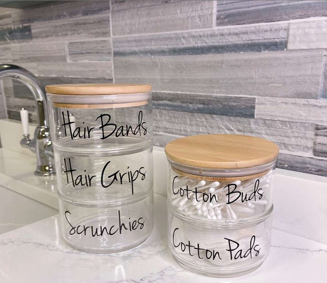 Personalised 2 and 3 Tier Jars With Bamboo Lid - Etsy UK