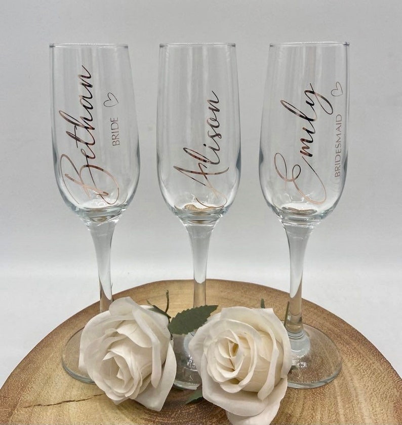 Personalised Champagne Flutes Bridesmaid Gift Custom - Etsy UK
