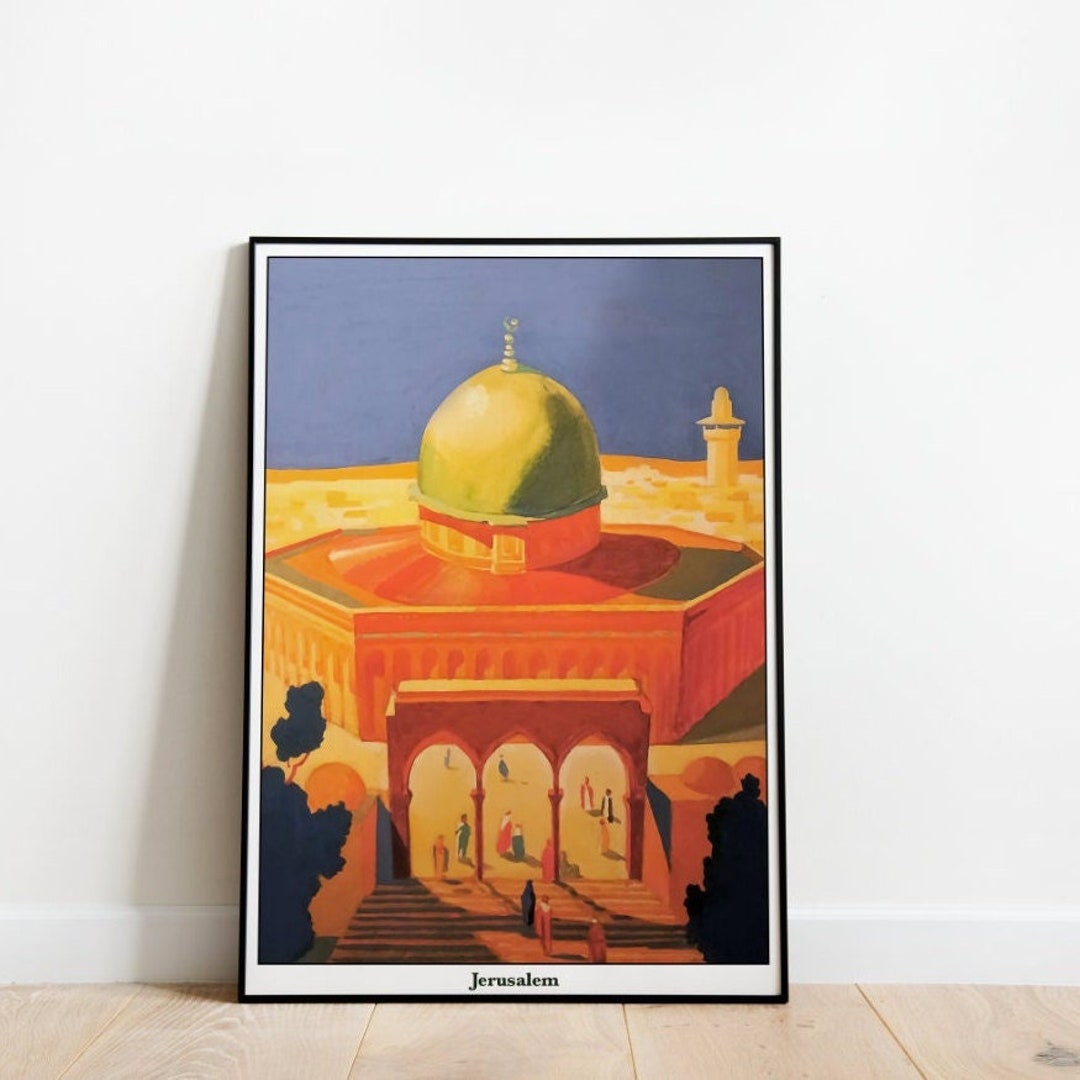Jerusalem Vintage Poster I Holy Land Poster Dome of the Rock - Etsy
