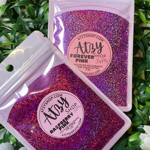 RASPBERRY PINK Holographic Fine Glitter. Holographic Polyester Glitter ...