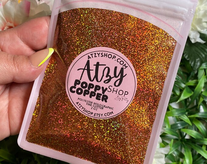 POPPY COPPER Holographic Fine Glitter. Holographic Polyester Glitter ...