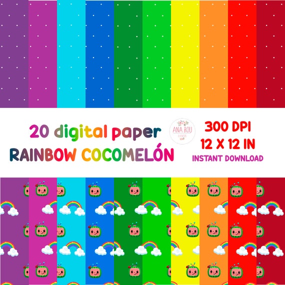 Rainbow Cocomelon Digital Papers Paper Pack Instant - Etsy