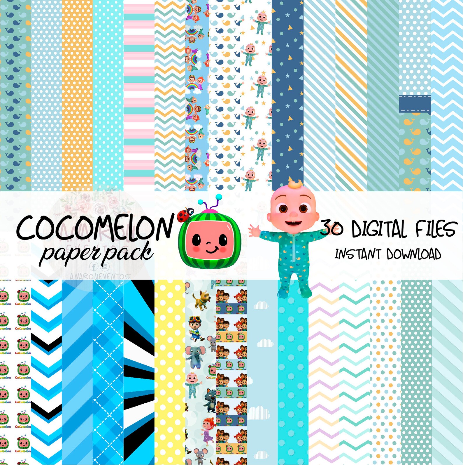Cocomelon Paper Cocomelon Digital Paper Download Instant Etsy