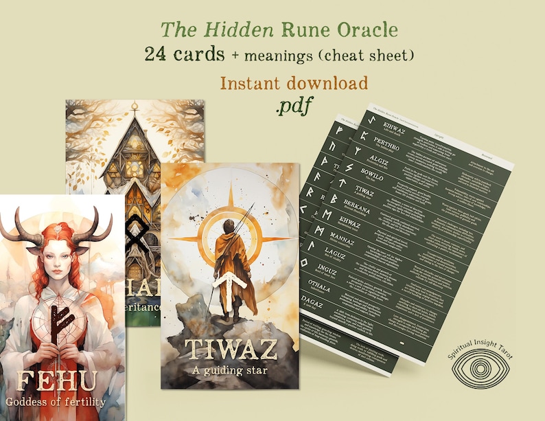Instant Digital Download: Printable Rune Oracle Cards PDF With Cheat ...