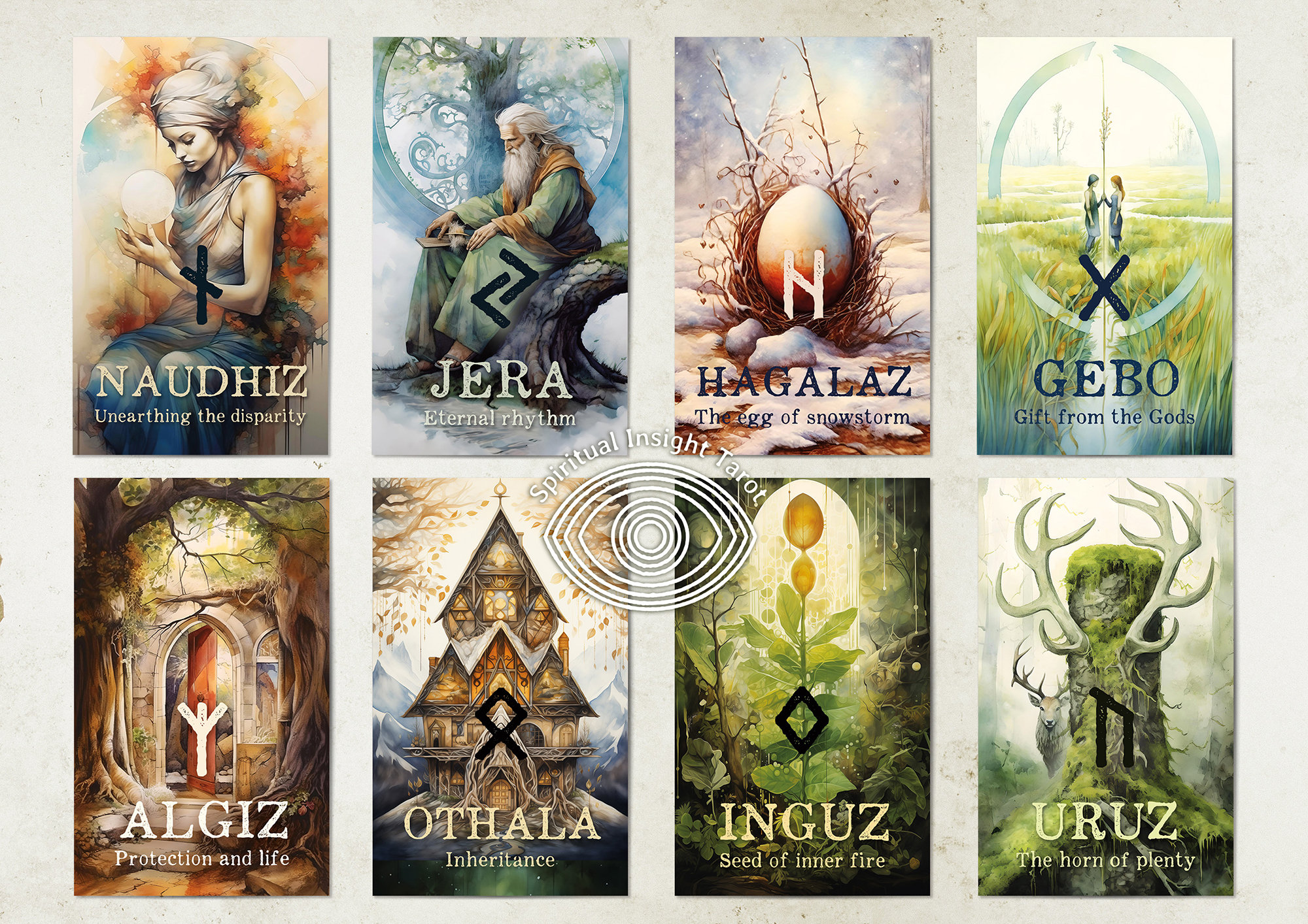 Instant Digital Download: Printable Rune Oracle Cards PDF With Cheat ...