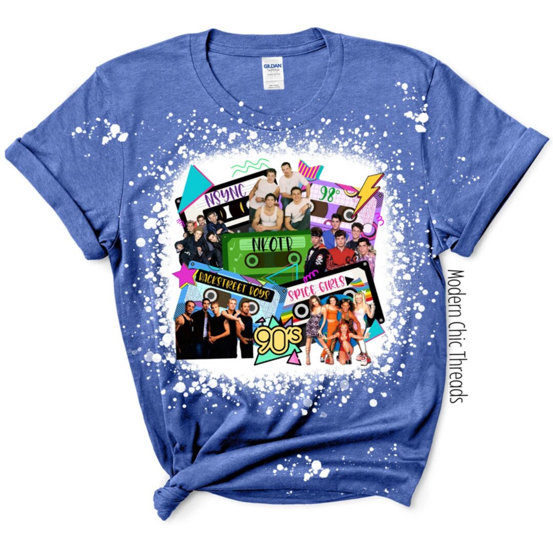 90's Boy Bands NKOTB NSYNC 98 Spice Girls Concert Bleached Shirt Funny ...