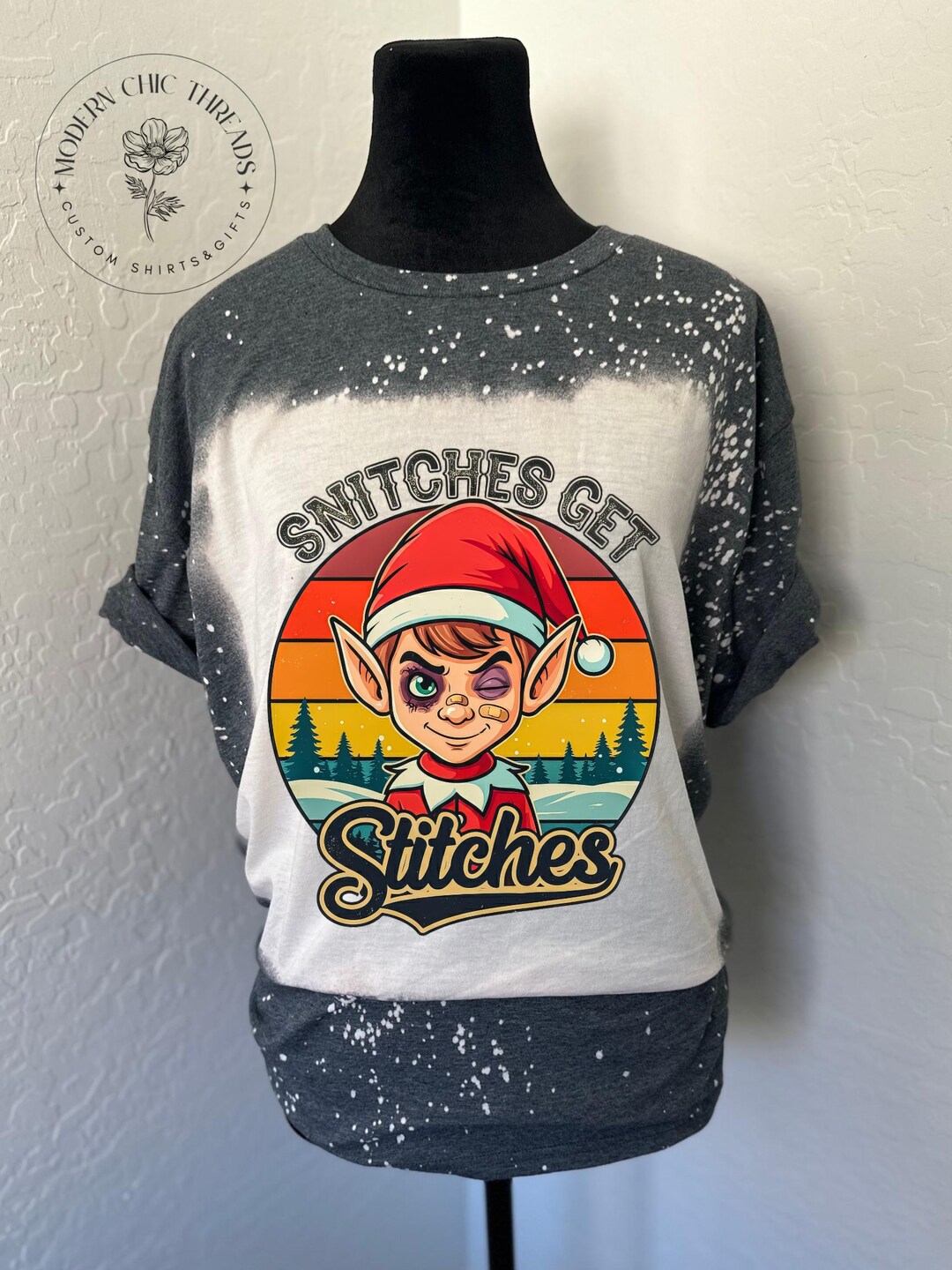 Elf Snitches Get Stitches Bleached Shirt Funny Shirt OOTD - Etsy