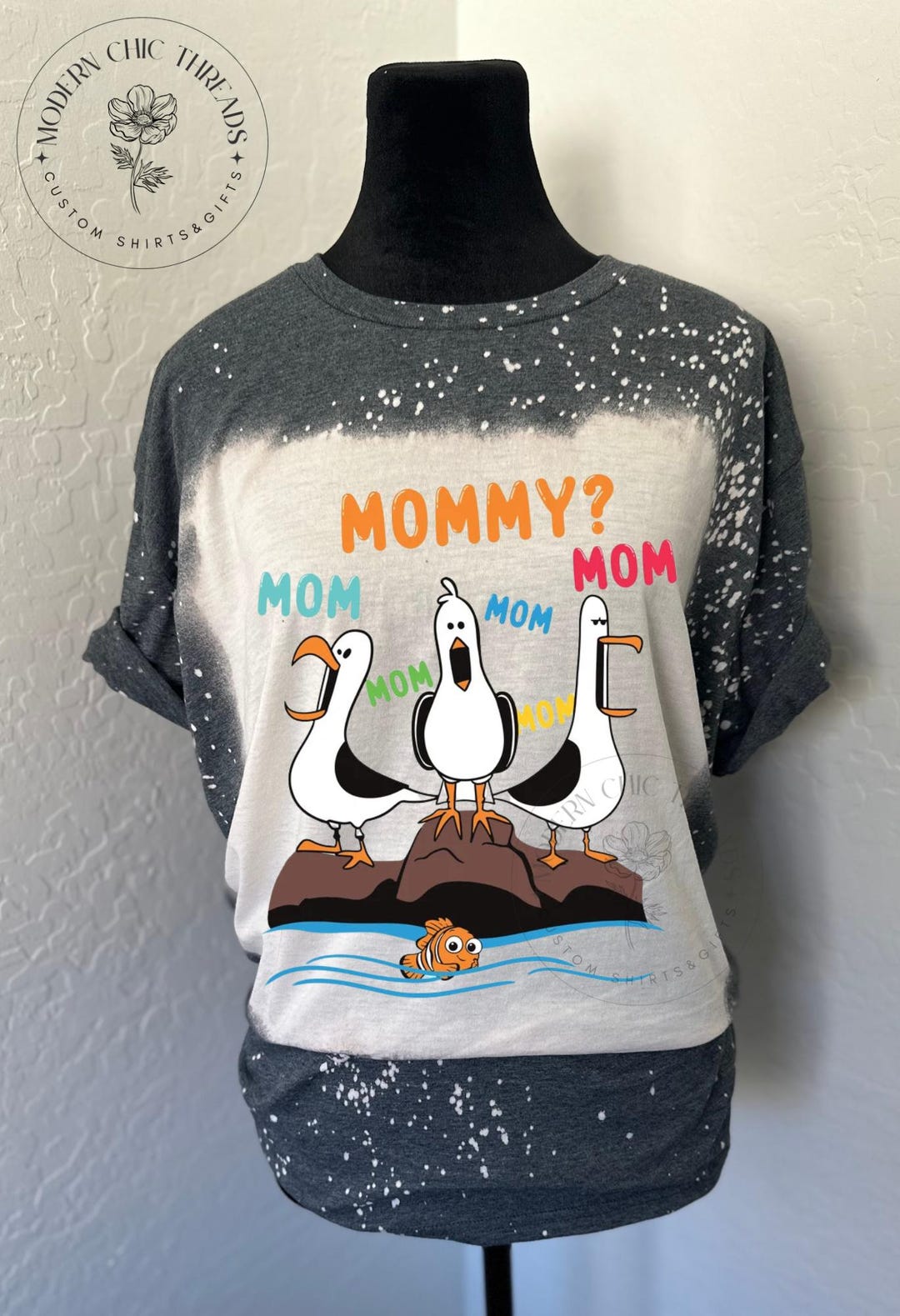 Disney Finding Nemo Mom Mommy Mom Bleached Shirt Funny Shirt OOTD - Etsy