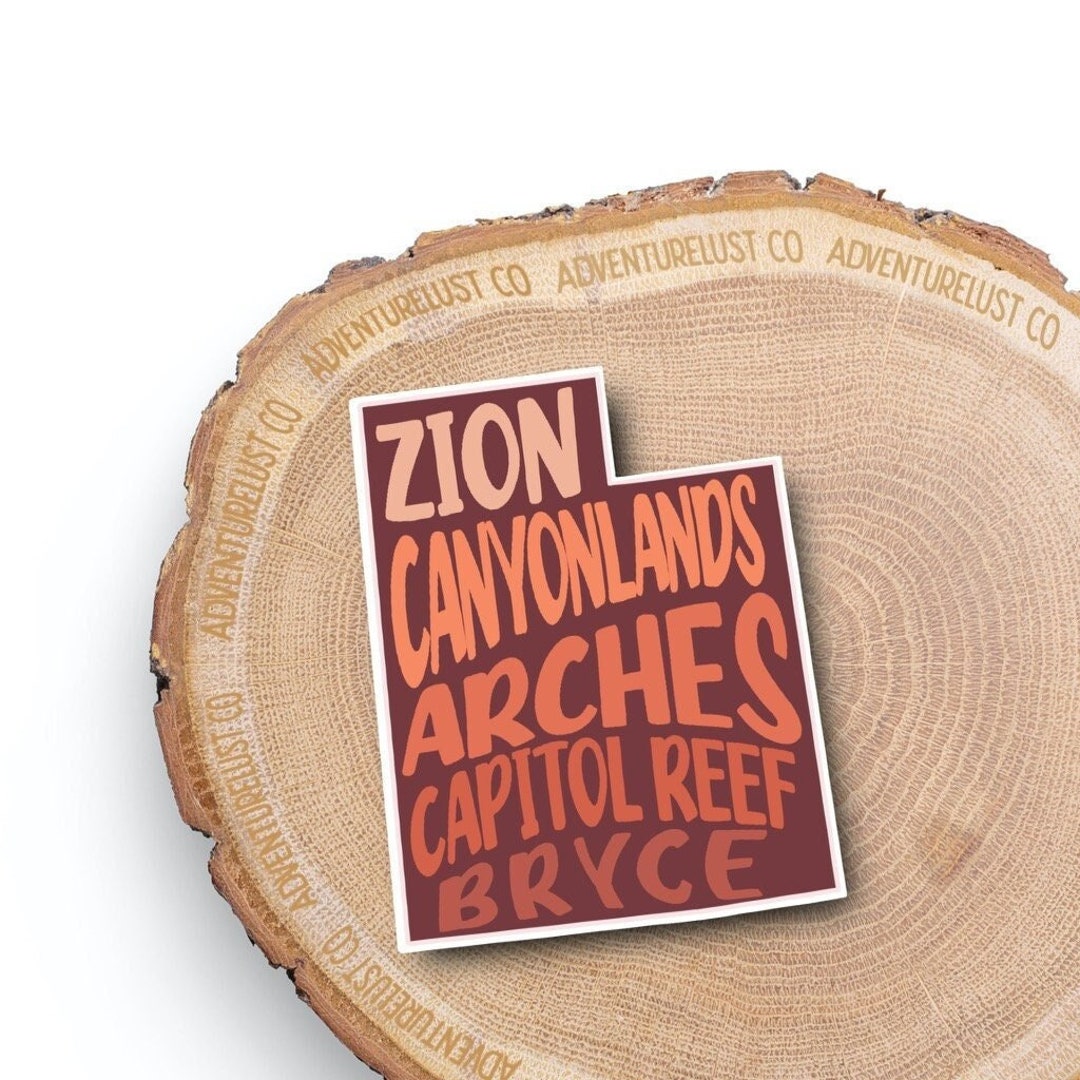 Utah State Mighty Five National Parks Vinyl Sticker | Zion Canyonlands ...