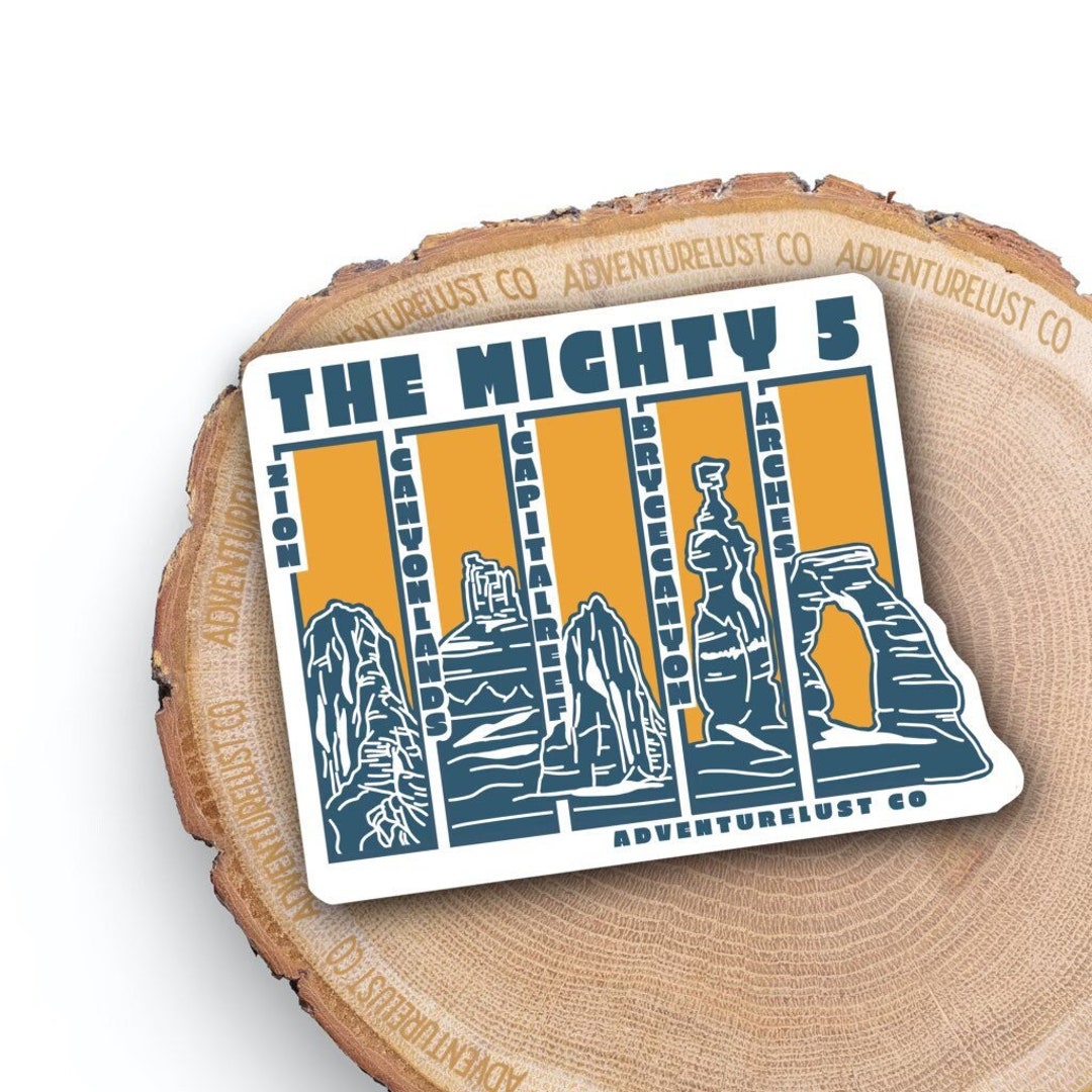 Utah State Mighty Five National Parks Vinyl Sticker | Zion Canyonlands ...