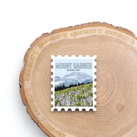 Mount Rainier National Park Washington Stamp Sticker - Etsy