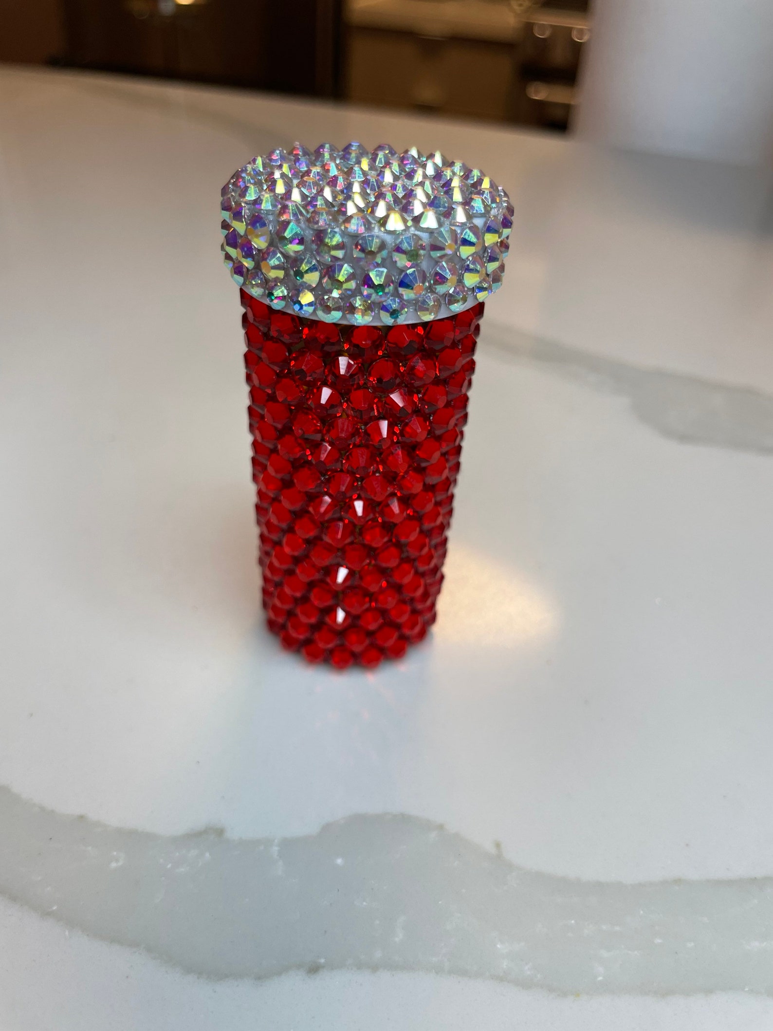 Rhinestoned Red Pill Bottle - Etsy