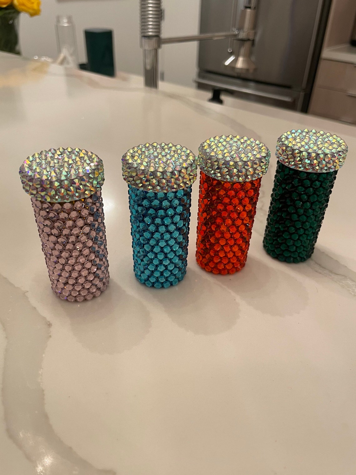 Rhinestoned Pink Pill Bottle - Etsy