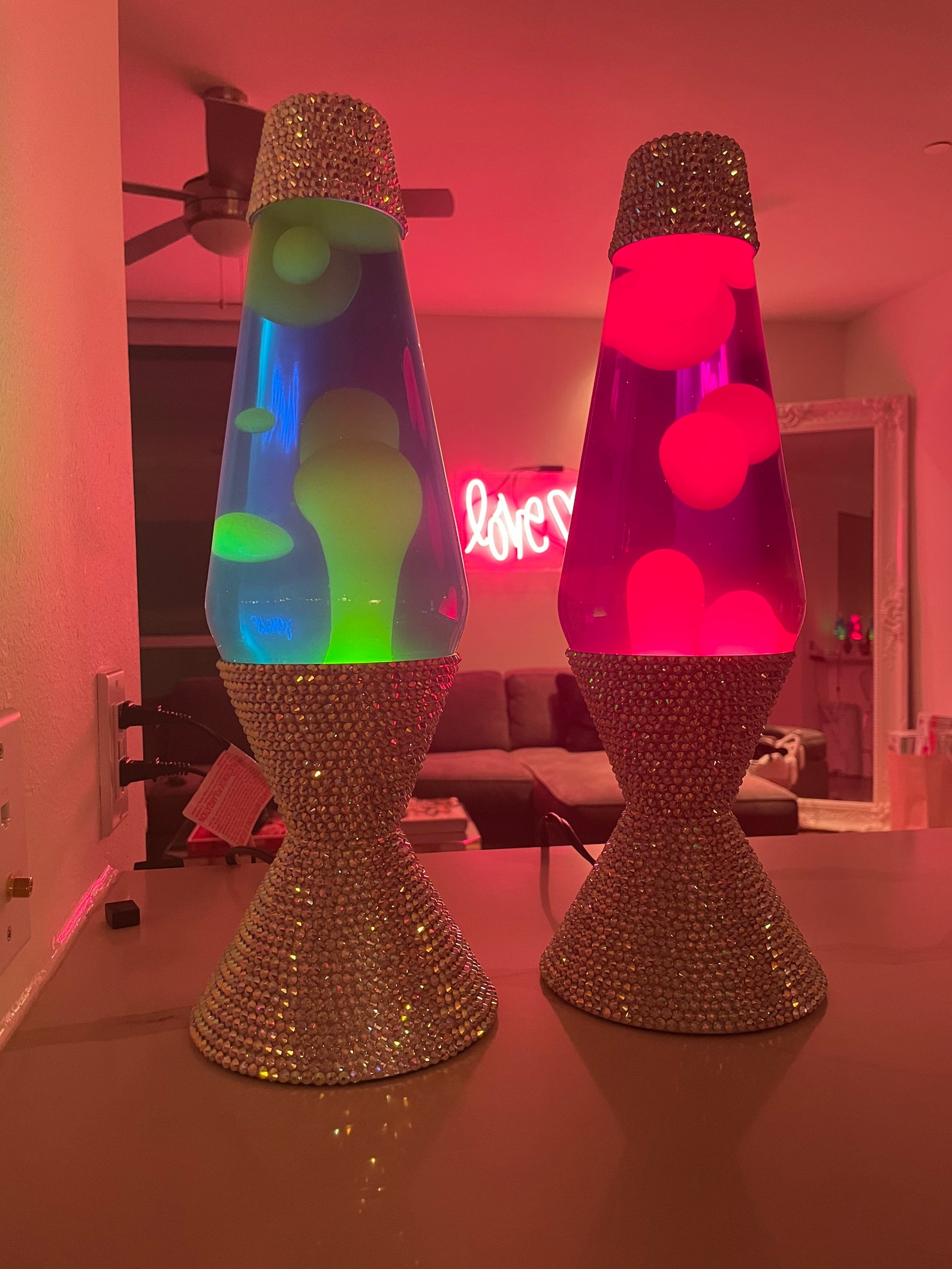 Rhinestoned Pink Lava Lamp - Etsy