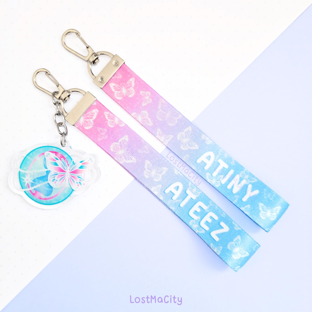 ATEEZ Butterfly Chromer Light Stick Strap | Atiny Lightiny Keychain ...