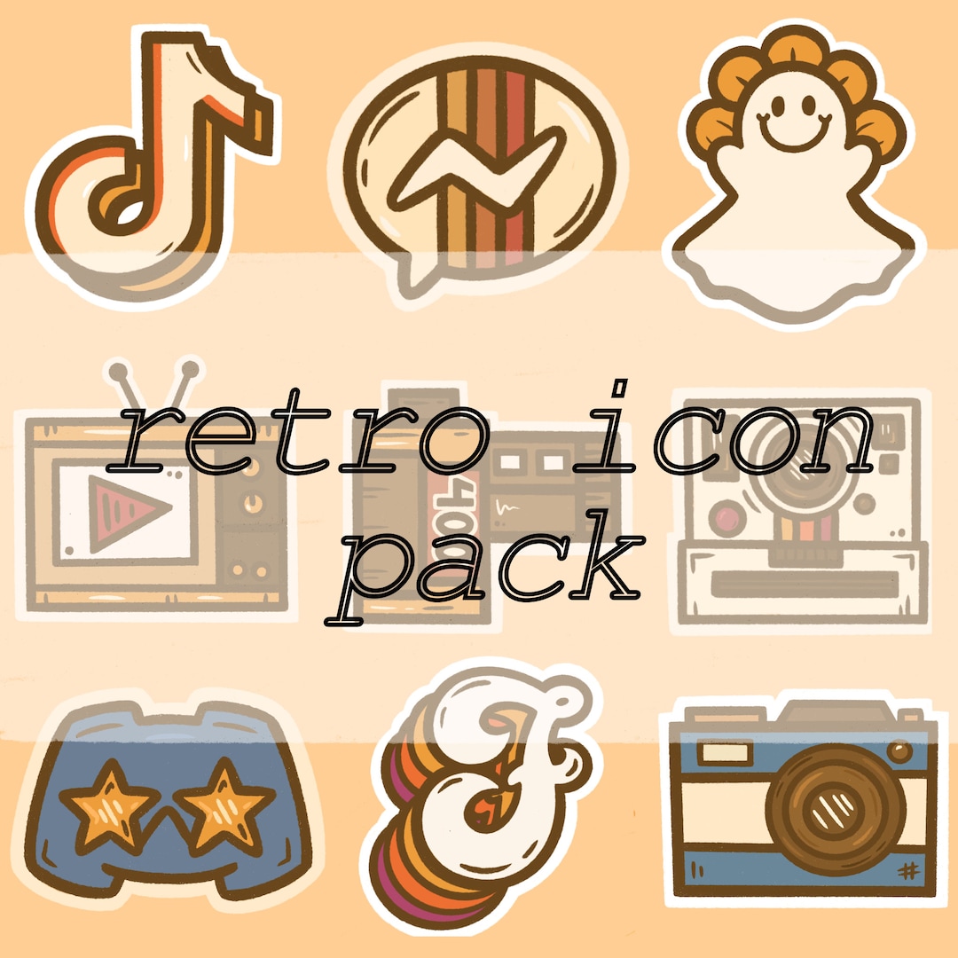 Retro/70's Inspired Icon Pack - Etsy