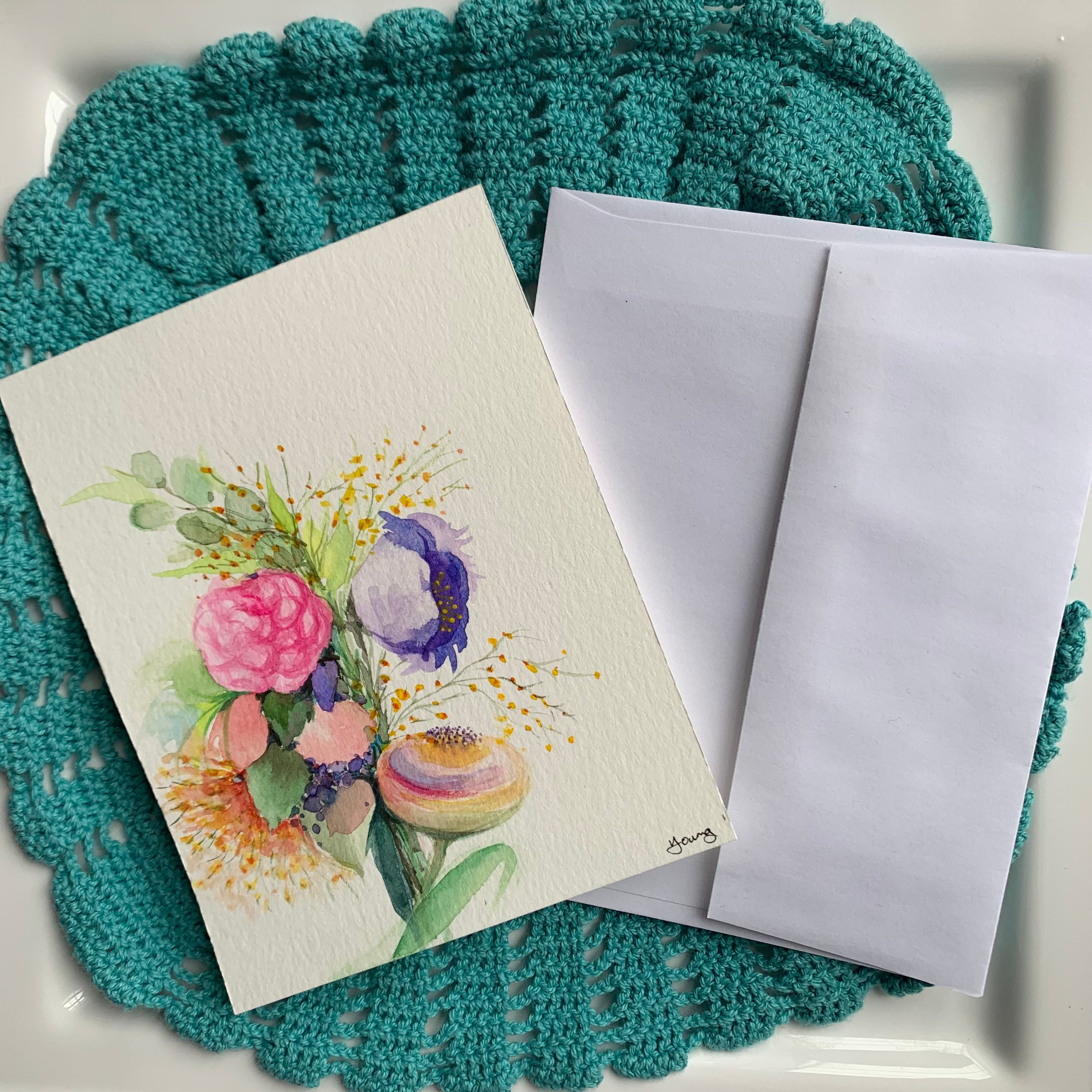 Original hand painted Watercolor Cards 4.25x5.5 not | Etsy