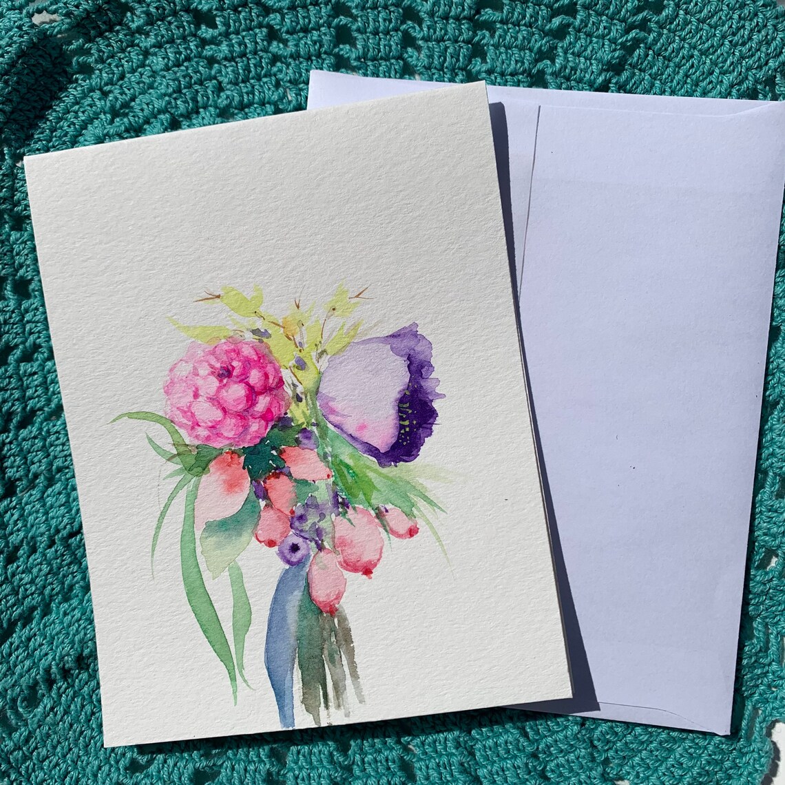 Original Hand Painted Watercolor Cards 4.25x5.5 not - Etsy