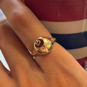 Magic 8 Ball Ring, 14k Solid Gold Billiards 8 Ball Ring Signet, Solid ...